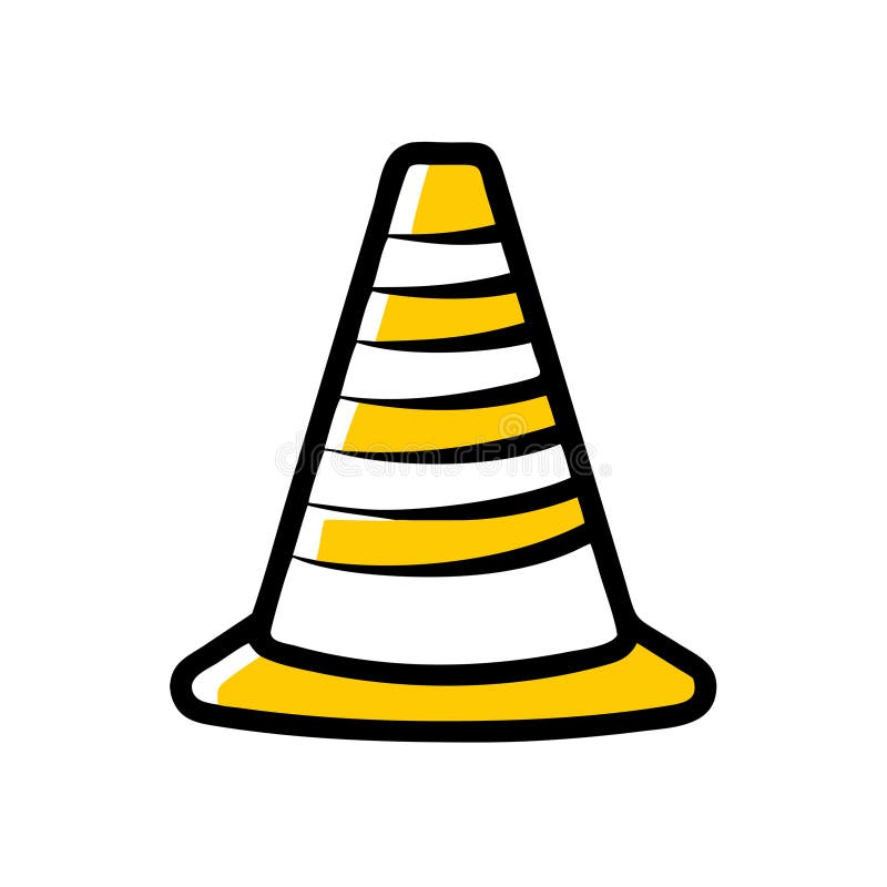 Traffic Cone Vector Illustration with Yellow Stripes for Safety Signage ...