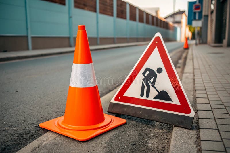 Traffic Cone. Warning Sign. Road Traffic Triangle Cone Illustration ...