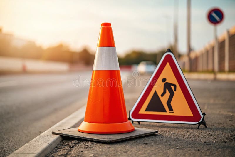 Traffic Cone. Warning Sign. Road Traffic Triangle Cone Illustration ...