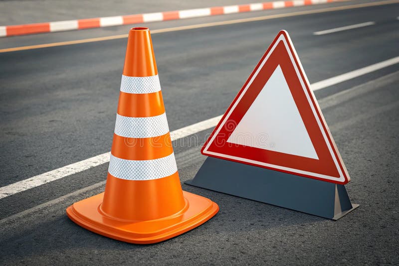 Traffic Cone. Warning Sign. Road Traffic Triangle Cone Illustration ...