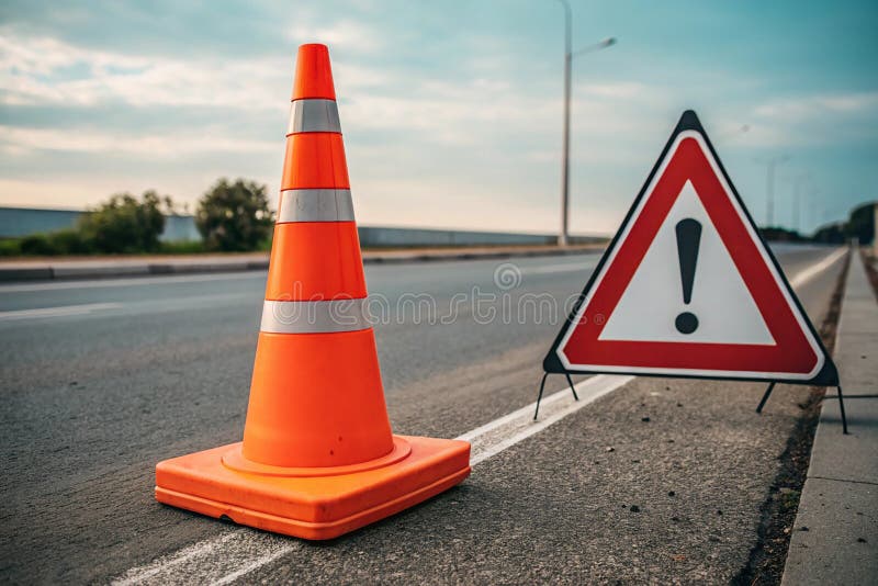 Traffic Cone. Warning Sign. Road Traffic Triangle Cone Illustration ...
