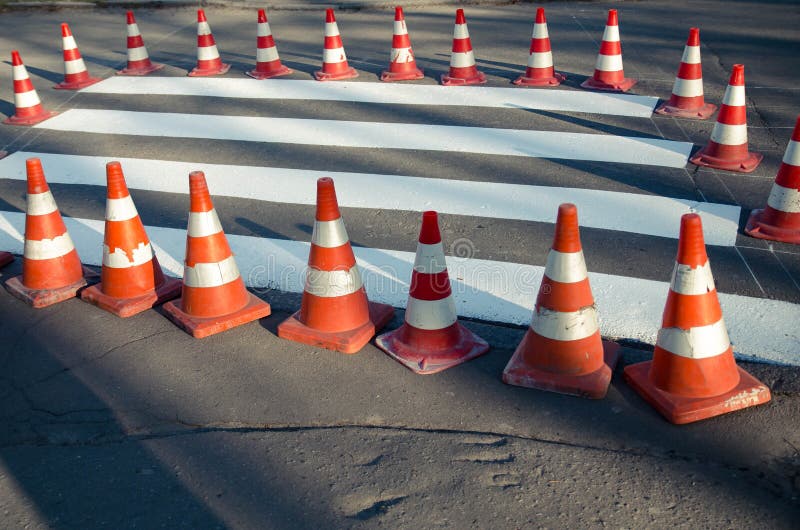 Cone Barriers for Stop Enter Lane Stock Photo - Image of gate, closed ...