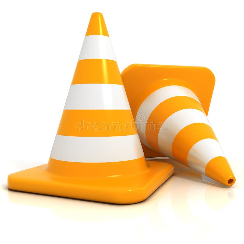 Traffic Cones Arranged in Square Form, Side View Stock Illustration ...