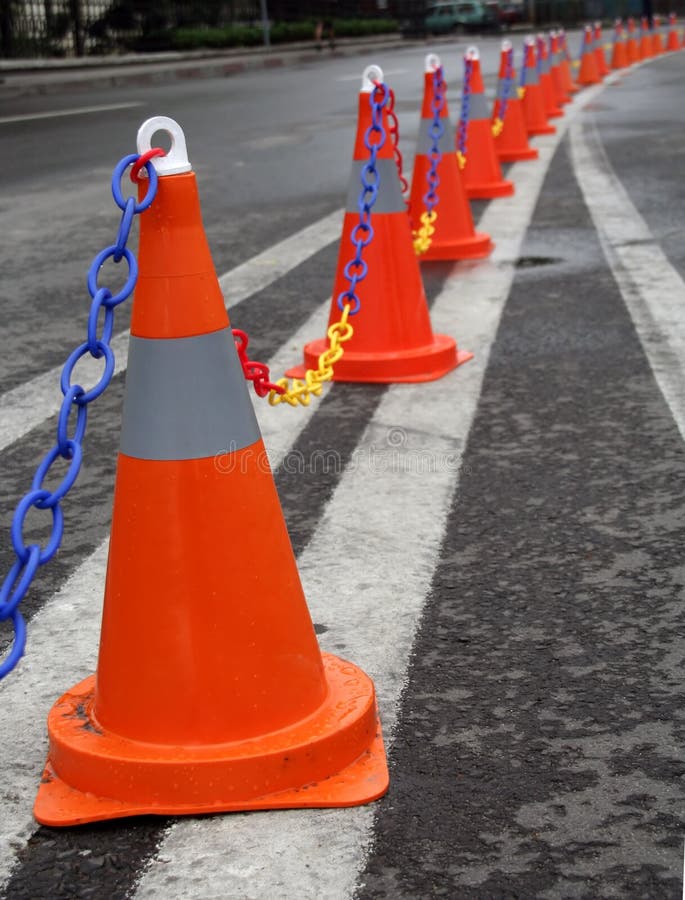 Traffic Cones Blocking Street Stock Image - Image of guard, safe: 12370199