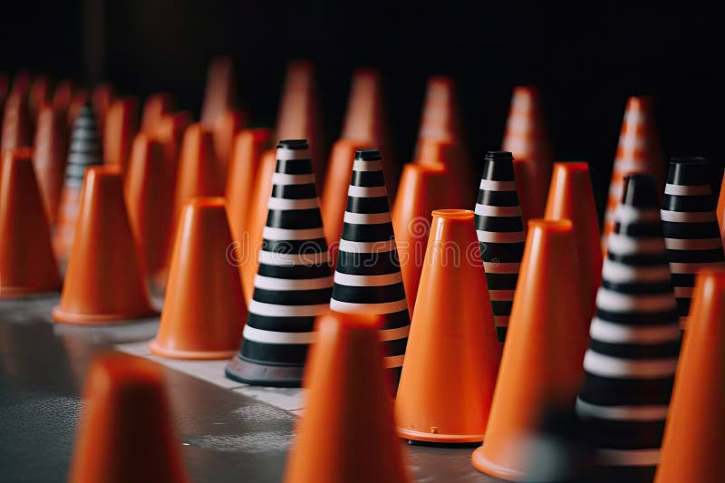 Traffic Cones in Geometric Pattern, Creating Unique Background Stock ...