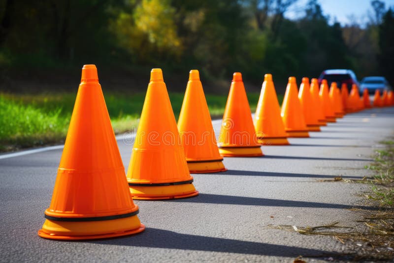 Traffic Cones Lined Up for Driving Practice Stock Image - Image of cone ...