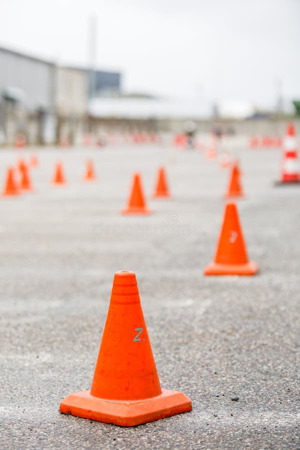 Traffic Cones at a Motorcycle Driving School. Stock Photo - Image of ...