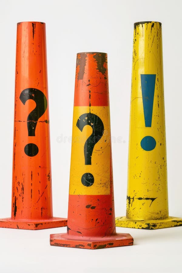 Traffic Cones with Question Mark Stock Illustration - Illustration of ...