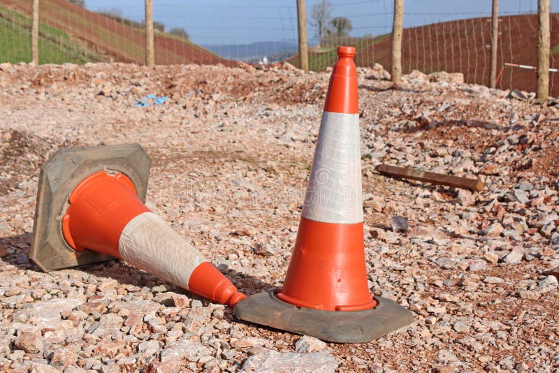 Traffic Cones on a Road Construction Site Stock Image - Image of ...