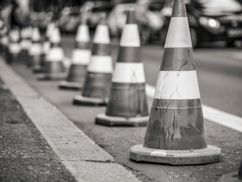 Traffic Cones on Roadside stock photo. Image of road - 376276860