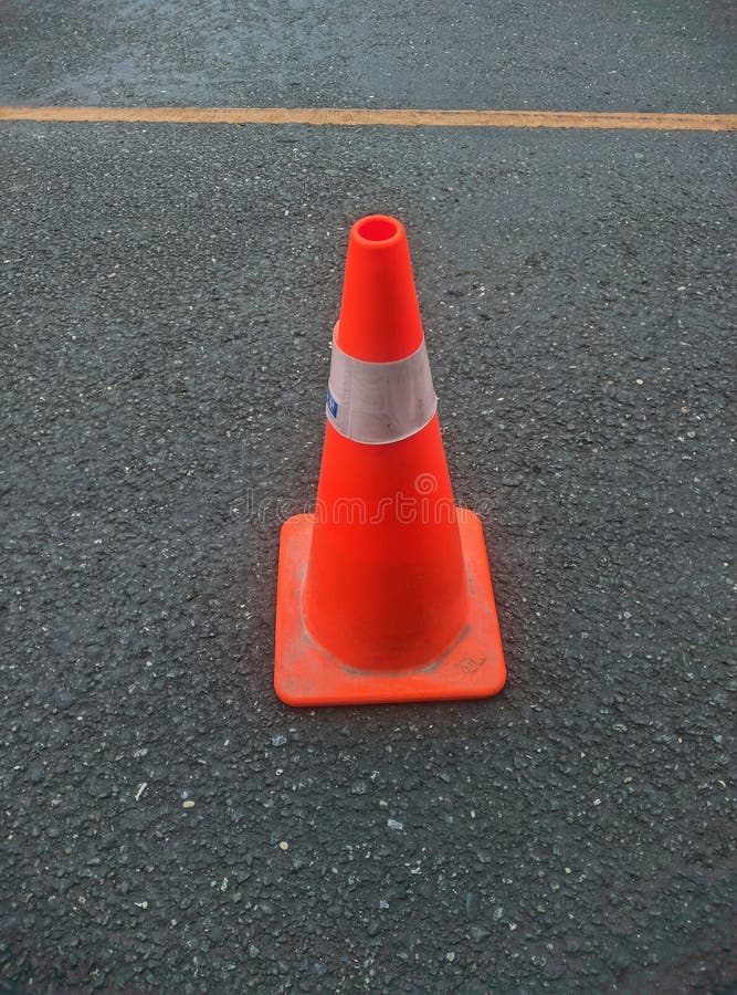 Traffic Cones on the Side of the Road Stock Photo - Image of road, line ...
