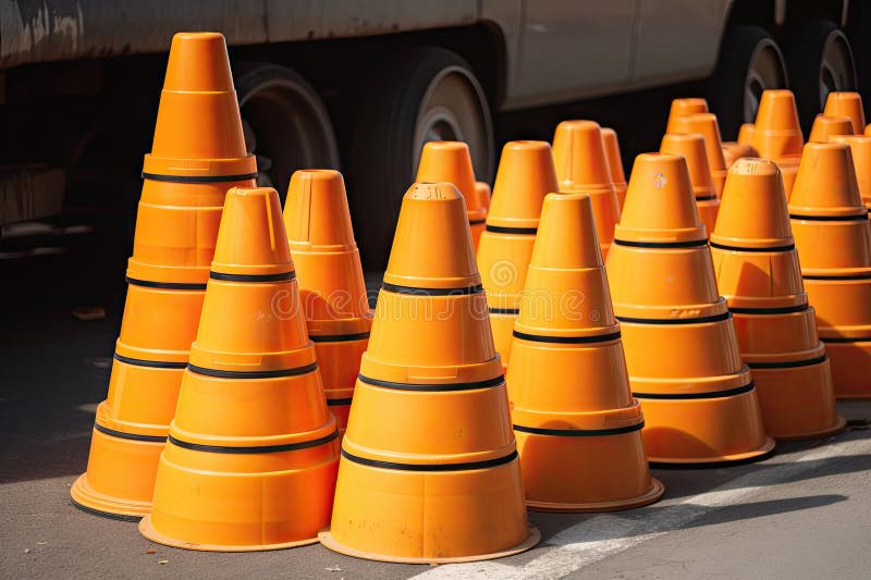 Stack of Traffic Cones stock illustration. Illustration of barricade ...