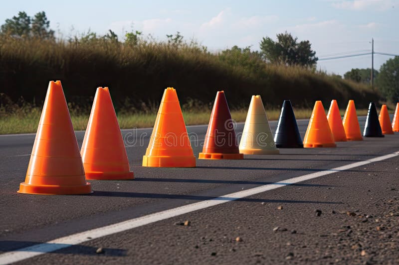 Traffic Cones in a Variety of Colors, Adding Visual Interest To the ...