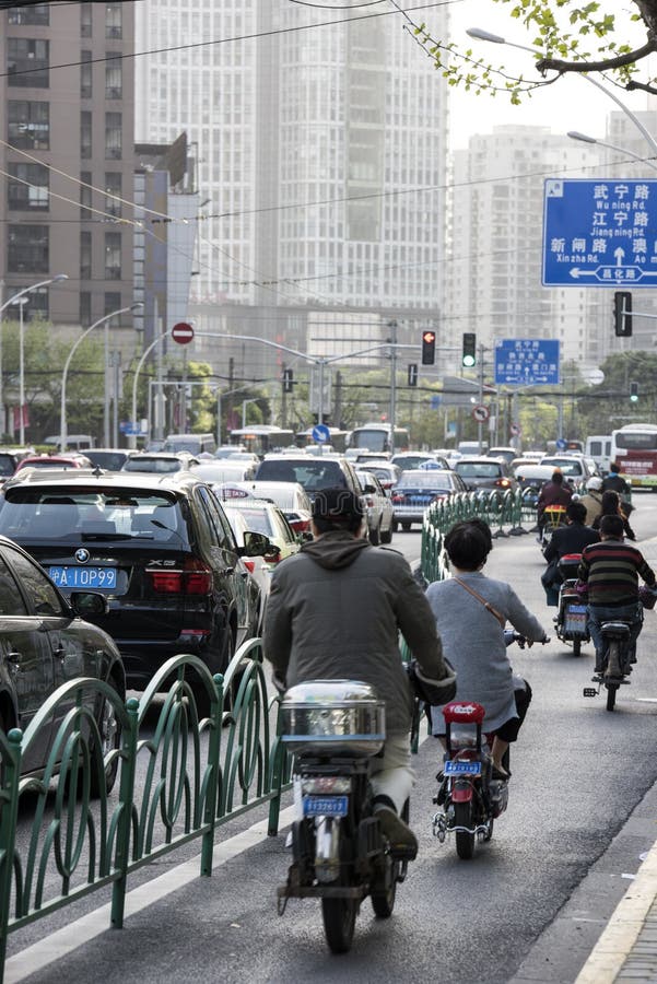 Traffic Congestion, Shanghai Editorial Image - Image of scooters ...