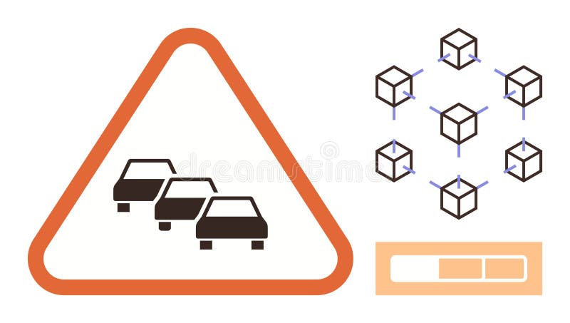 Traffic Congestion Warning Sign with Cubes Representing Connectivity ...