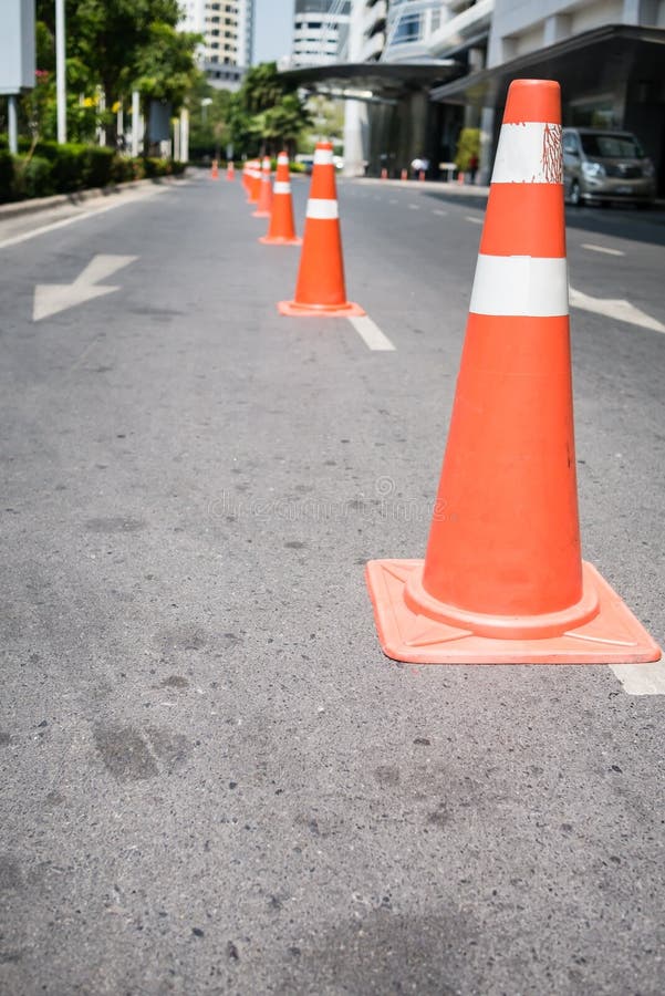 Traffic Control Cones at Side Street Stock Image - Image of direction ...