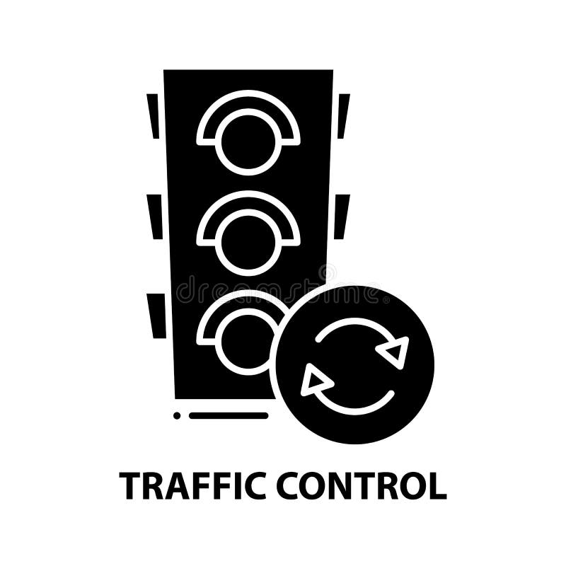 Traffic Control Icon, Black Vector Sign with Editable Strokes, Concept ...