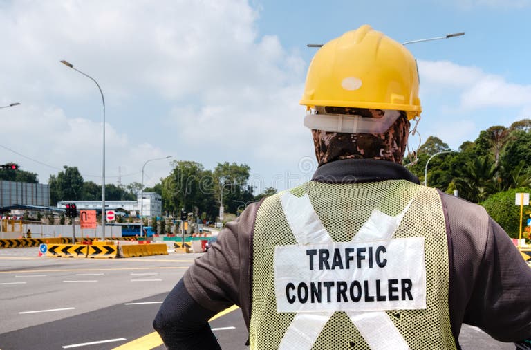 Traffic Controller Worker Stand at the Road Side View Editorial Stock ...