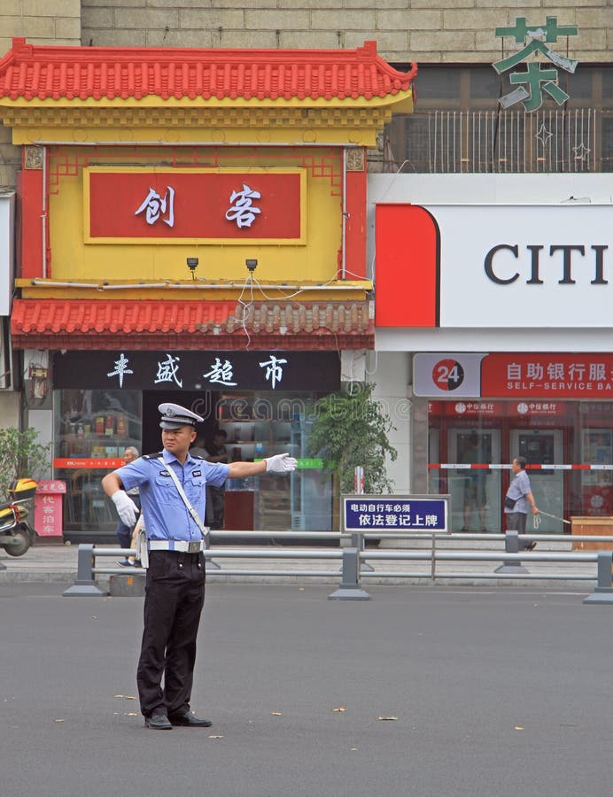 Traffic-controller is Working at Intersection, Chengdu Editorial Image ...