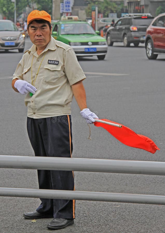 Traffic-controller is Working at Intersection, Chengdu Editorial Stock ...