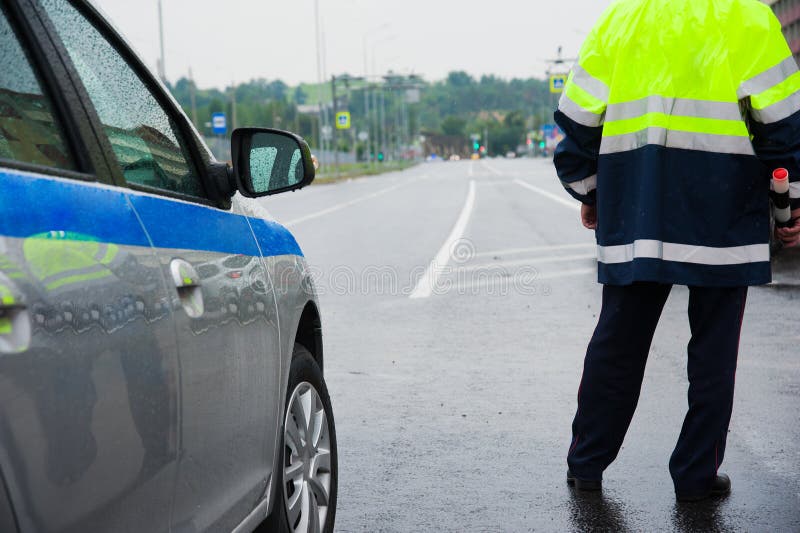 Traffic cop on the road stock photo. Image of uniform - 198674876