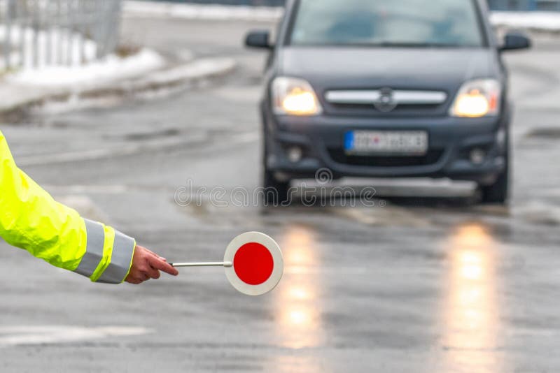 Traffic cop stops the car stock image. Image of stop - 168971239