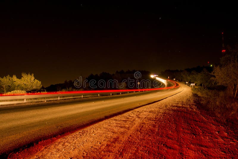 Traffic in a Country Road by Night Stock Image - Image of speed ...