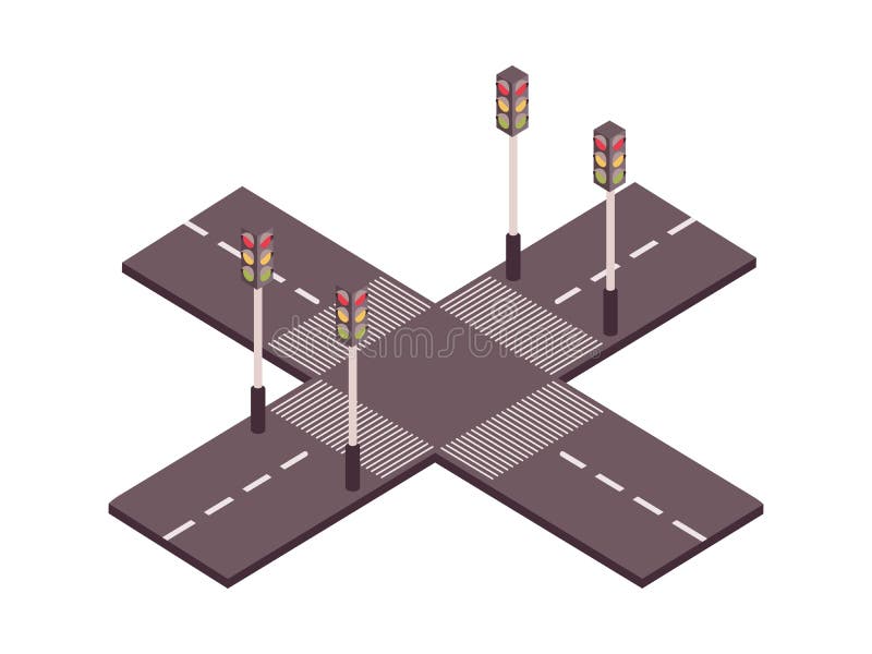 Traffic Crossroad Isometric Composition Stock Vector - Illustration of ...
