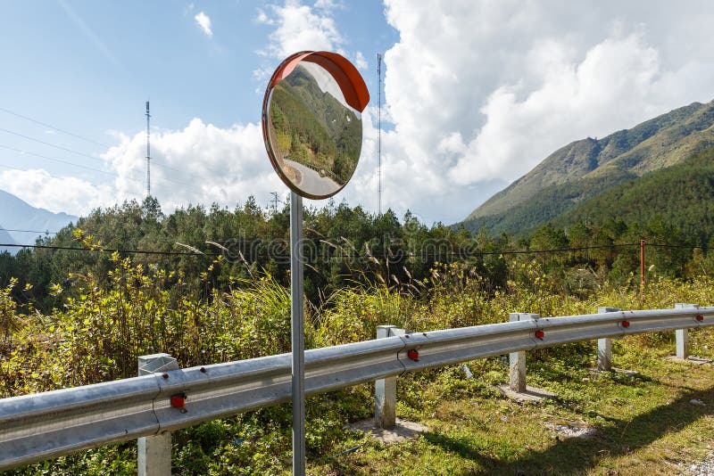The traffic curve mirror stock image. Image of awareness - 142232305