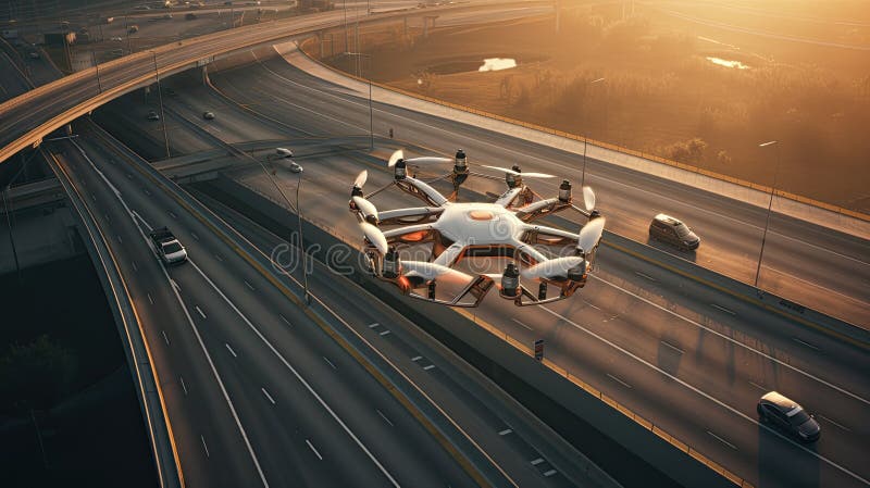 Traffic Drone Controlling Highway Stock Image - Image of asphalt ...