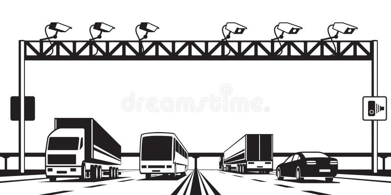 Traffic Enforcement Cameras Over Highway Stock Vector - Illustration of ...
