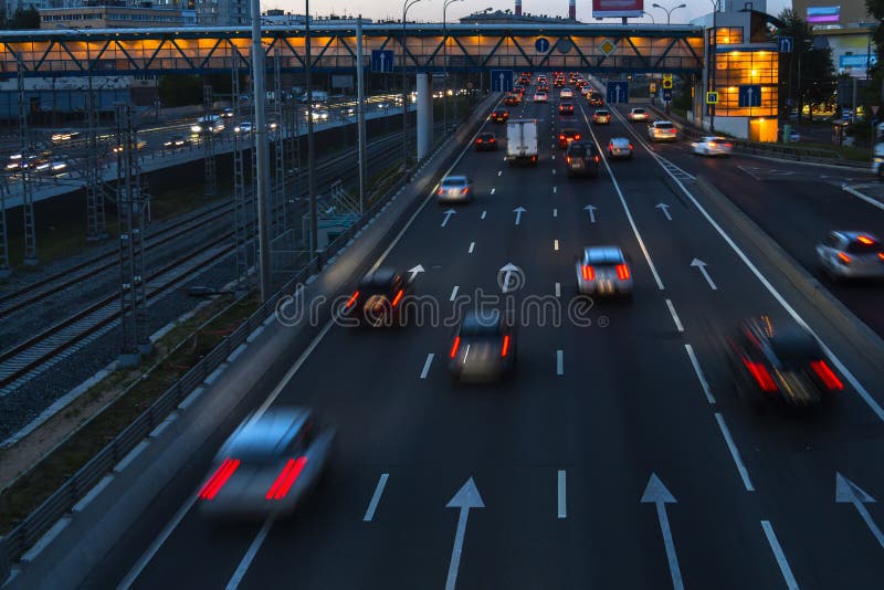 Traffic, evening scene stock photo. Image of automobile - 73780258