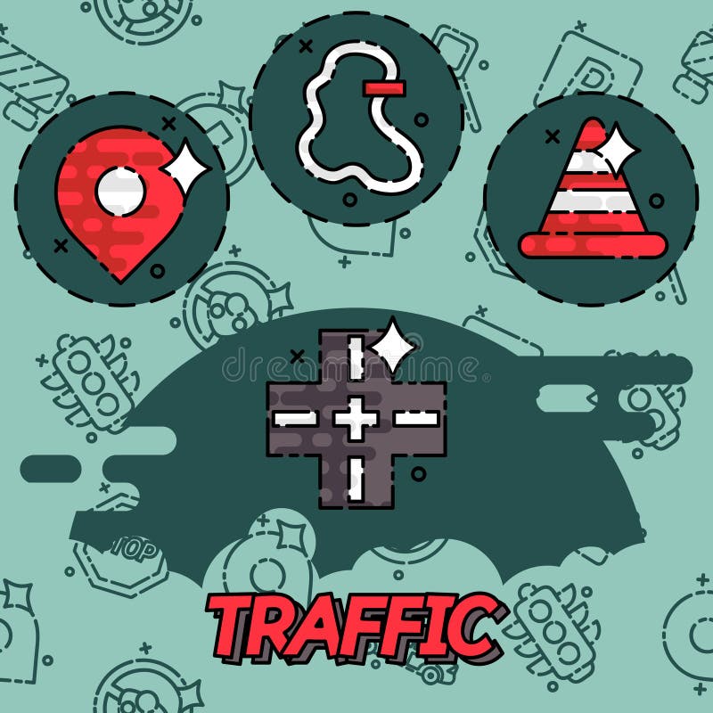Traffic icons pattern stock vector. Illustration of navigation - 93677869