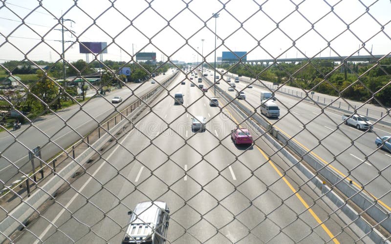 Traffic Flow on Freeway during Rush Hour. Stock Image - Image of mesh ...