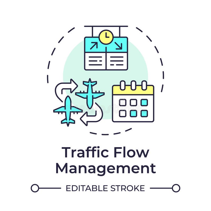 Traffic Flow Management Multi Color Concept Icon Stock Vector ...