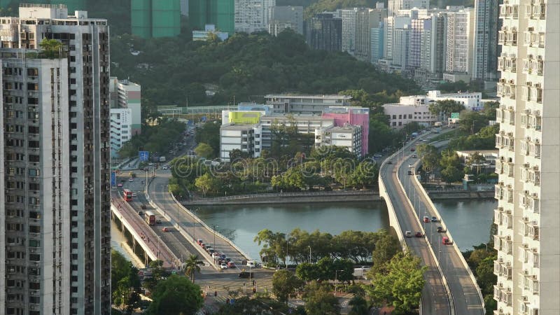Traffic Flow on Two Bridges in Hong Kong Stock Video - Video of bridge ...