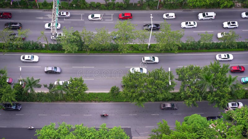 Traffic Flow of Urban Green Highway Boulevard Stock Video - Video of ...