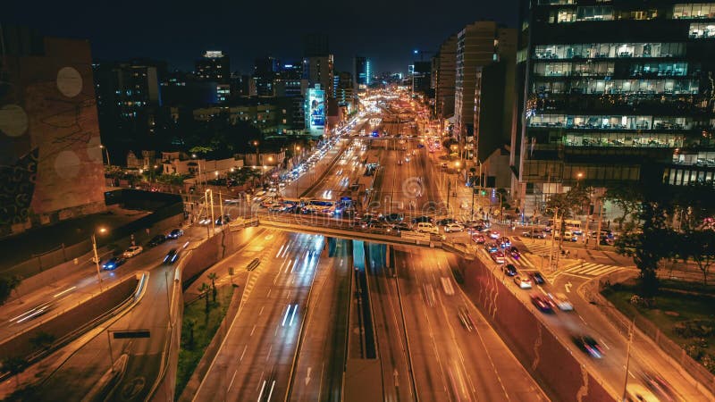 Night Hyperlapse of Traffic Flowing through Lima Stock Footage - Video ...