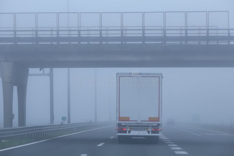 Traffic during fog stock image. Image of overpass, outdoor - 170938065
