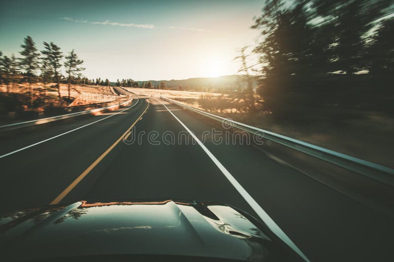 Traffic Free Open Road Driver during Sunset Stock Image - Image of open ...