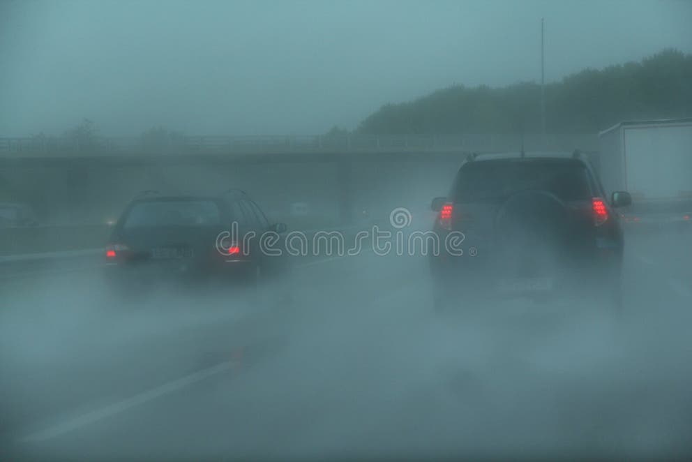 Traffic on the Freeway Arainy Day, Stock Photo - Image of tail, road ...