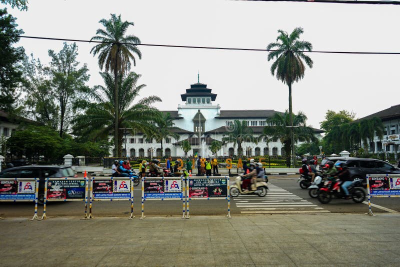 Traffic in Front of Gedung Sate Bandung, West Java in Cloudy Day ...