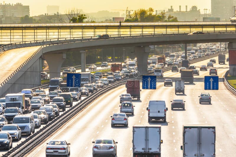 Traffic on the highway stock photo. Image of rush, traffic - 86591694