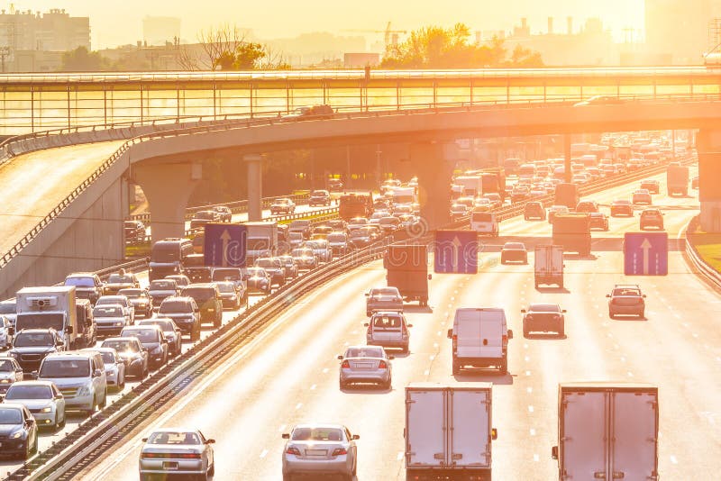 Traffic on the highway stock photo. Image of crowded - 86121174