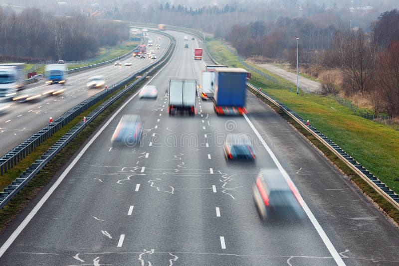 Traffic on a highway stock photo. Image of movement, closing - 48914456
