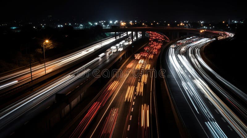 Traffic on an Highway Over Pass or Fly-over with Motionblurred Head ...