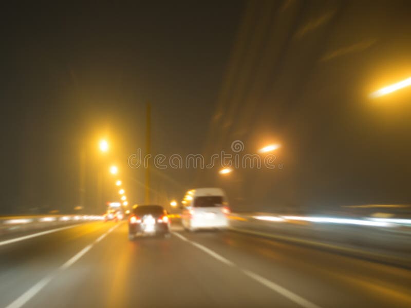 Traffic on the Highway Up the Freeway at Night Flat View Zoom Bl Stock ...
