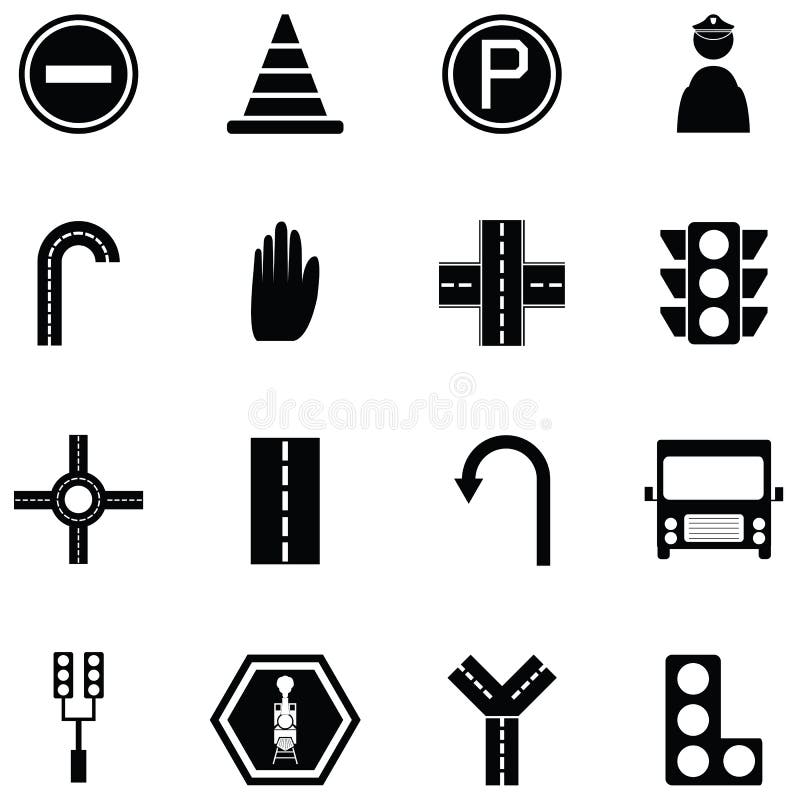 Traffic icon set stock vector. Illustration of stop - 107353976