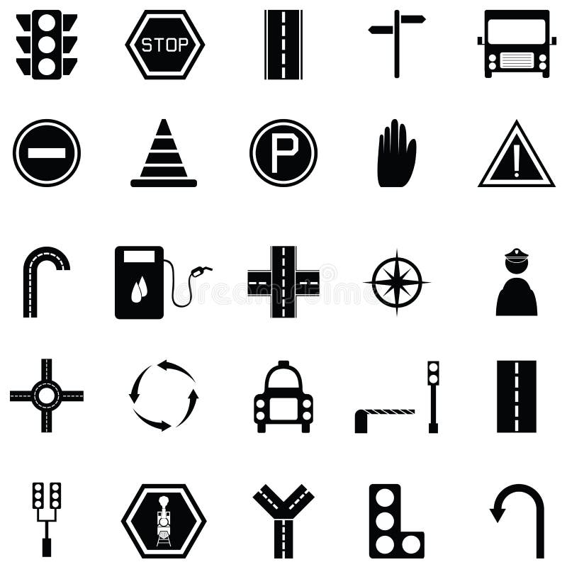 Traffic icon set stock vector. Illustration of black - 107353914