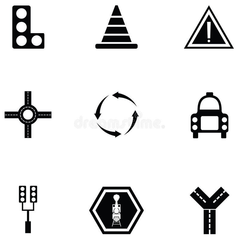 Traffic icon set stock vector. Illustration of stop - 107353976